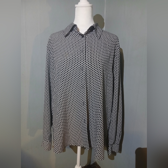 Notations | Shirts | Notations Black White Polka Dot Buttondown Shirt ...